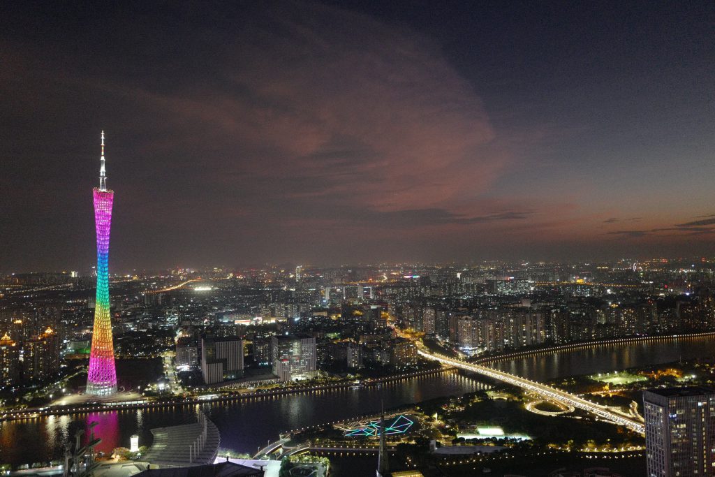 Guangzhou: TV tower (rainbow) | Dronestagram